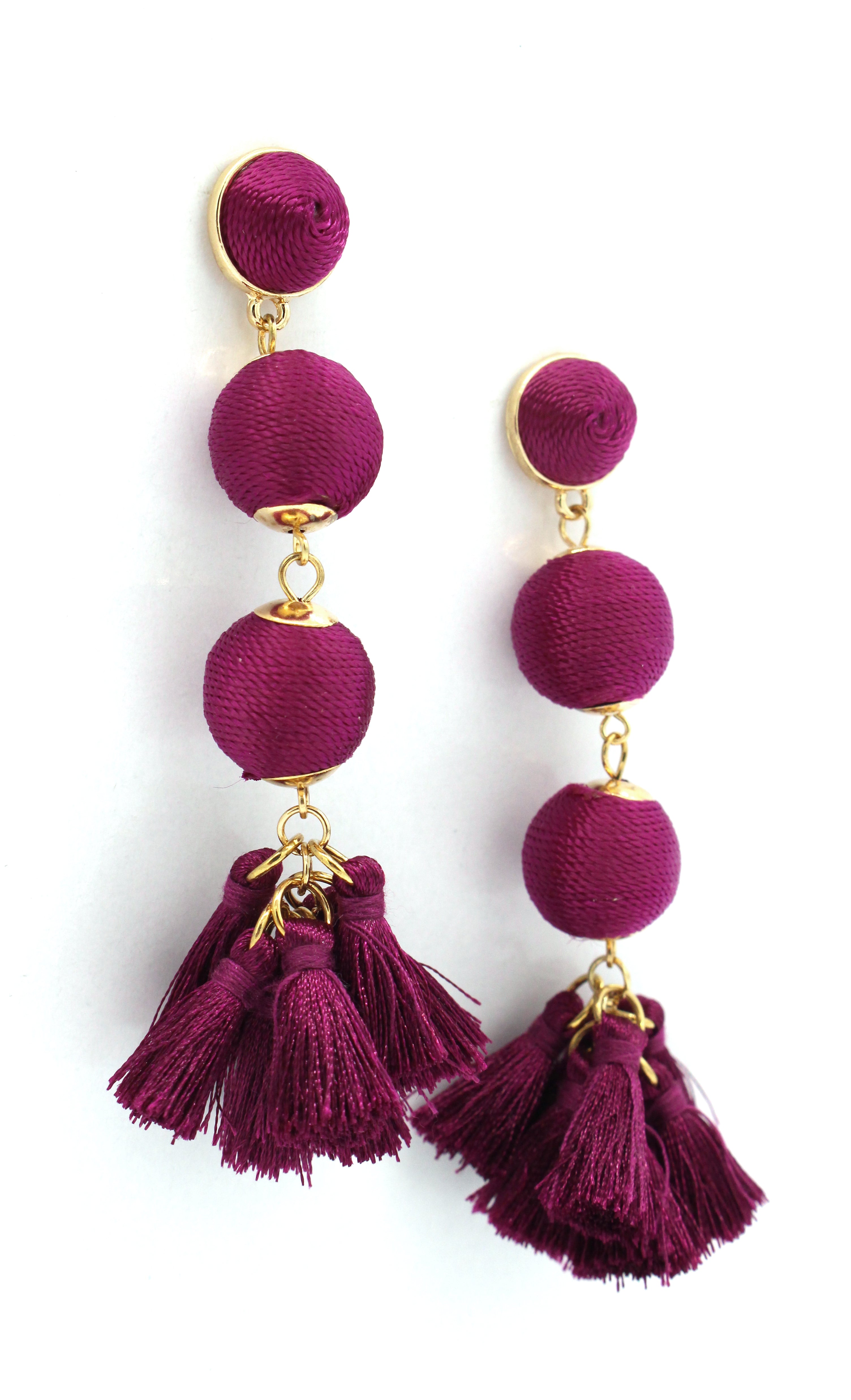 Holly Threaded Drop Earrings- Maroon Purple – KAY K COUTURE