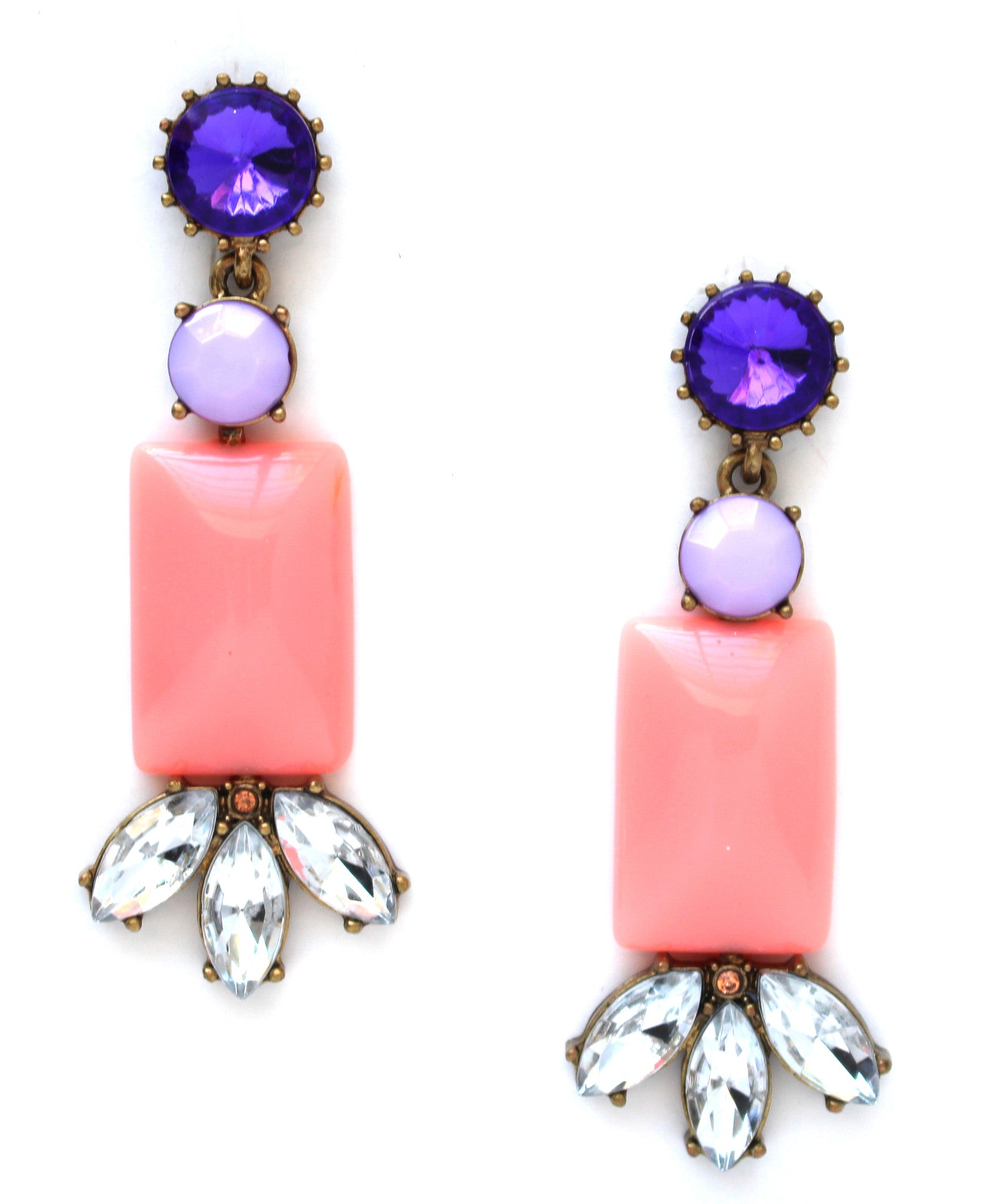 Crystal Color Stone Earrings – KAY K COUTURE